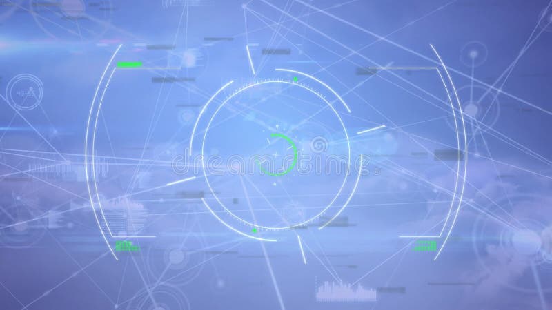 Animation of Moving Target and Data Processing on Dark Blue Background ...