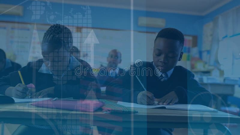Classroom Working with Finance Graph Transition Stock Footage - Video ...
