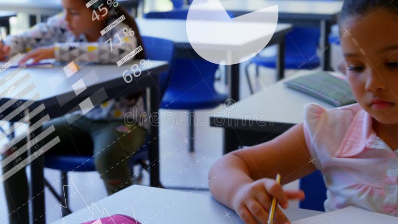 Classroom Working with Finance Graph Transition Stock Video - Video of ...