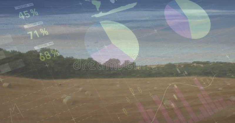 Animation of Multicolored Infographic Interface Aerial View of Field ...