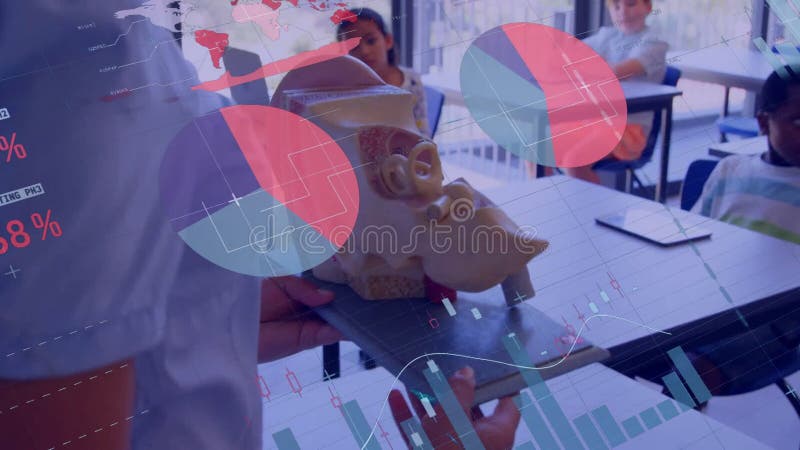 Animation of Multicolored Infographic Interface, Diverse Teacher Using ...