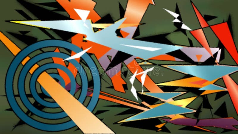 Animation of Multiple Abstract Retro Shapes Moving on Green Background ...