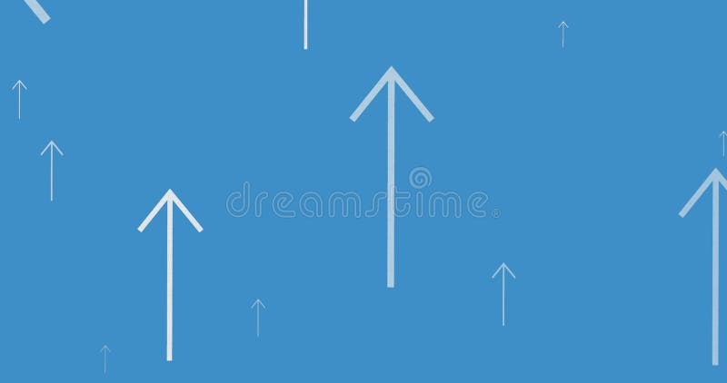 Animation of Multiple Arrow Icons Moving Upwards Against Blue ...
