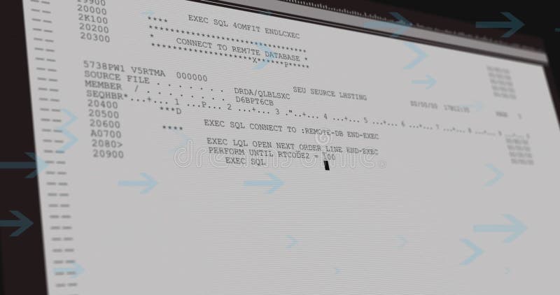 Animation of Multiple Arrows Over Data Processing on Computer Screen ...