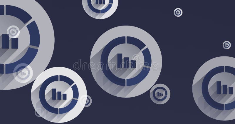 Animation of Multiple Bar Graph Icons Floating Against Against Grey Background Stock Video ...