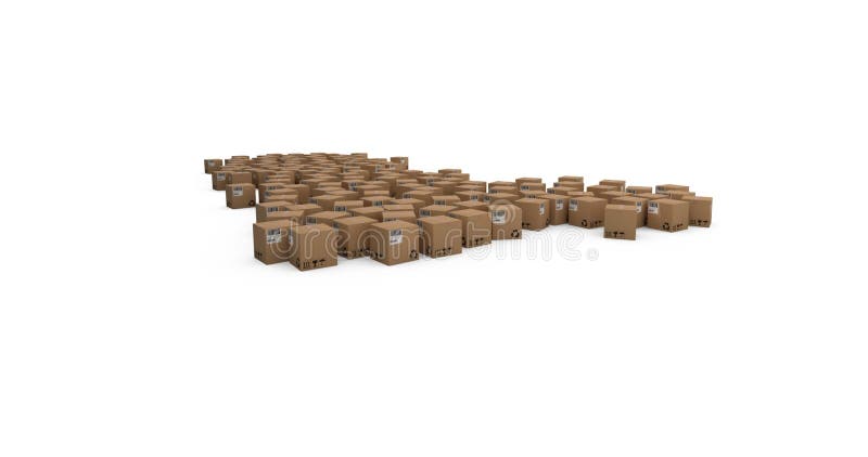 Animation of Multiple Cardboard Boxes Moving on White Background Stock ...