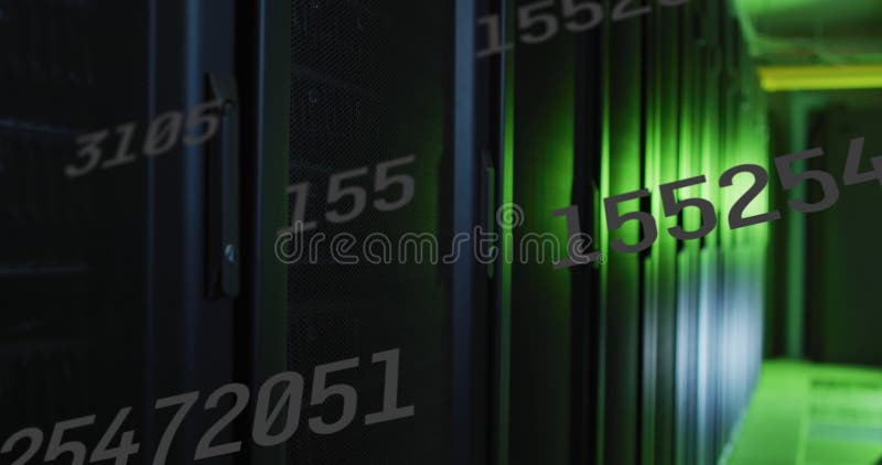 Animation of Multiple Changing Numbers Against Empty Computer Server Room Stock Video - Video of ...