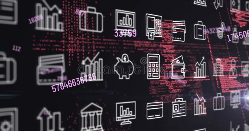 Animation of Multiple Changing Numbers and Digital Icons Over Data ... Animation of Multiple Changing Numbers and Digital Icons Over Data ...