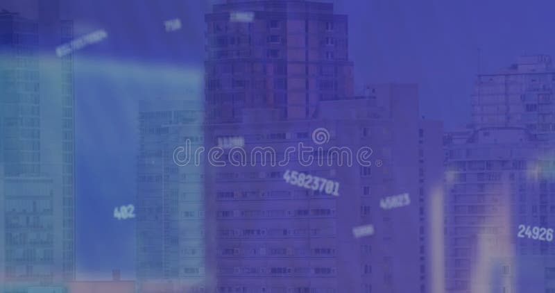 Animation of Multiple Changing Numbers and Light Spot Against Tall ...