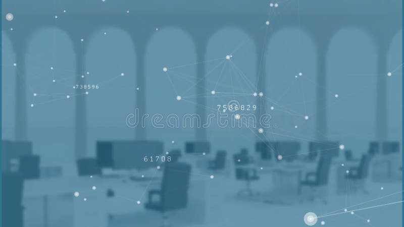 Animation of Multiple Changing Numbers and Network of Connections Against Empty Office Stock ...