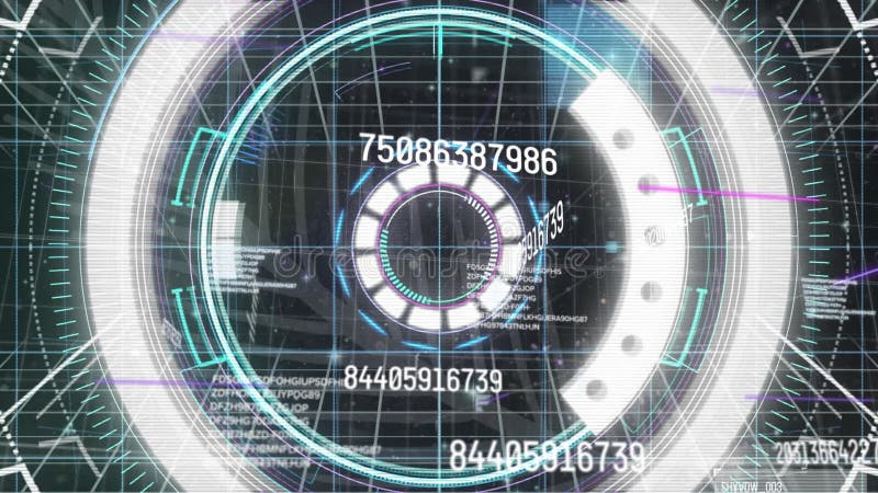 Animation of Multiple Changing Numbers Over Neon Round Scanners and ... Animation of Multiple Changing Numbers Over Neon Round Scanners and ...