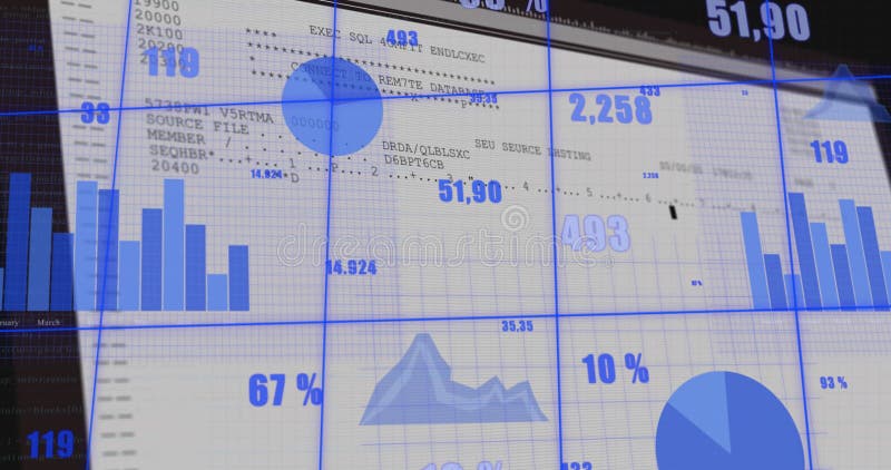 Animation of Multiple Changing Numbers and Statistical Data Processing Against Computer Screen ...