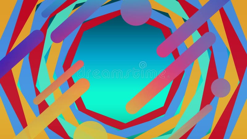 Animation of Multiple Colourful Moving Circles and Shapes on Blue ...