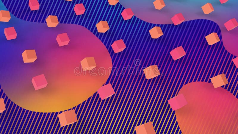 Animation of Multiple Cubes and Blobs Moving in Hypnotic Motion on ...
