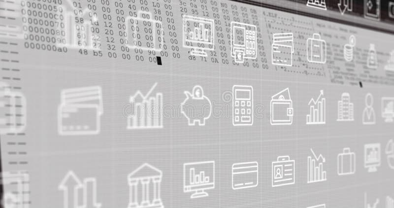 Animation of Multiple Digital Icons Moving Over Data Processing Against ... Animation of Multiple Digital Icons Moving Over Data Processing Against ...
