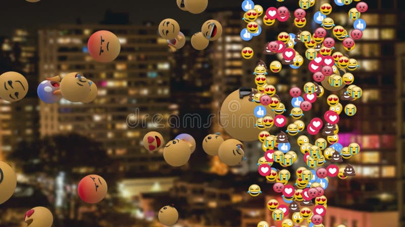 Animation of Multiple Emojis Over Cityscape Stock Video - Video of ...