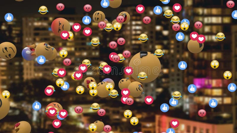 Animation of Multiple Emojis Over Cityscape Stock Video - Video of ...