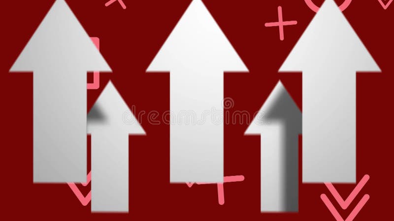 Animation of Multiple Falling Shapes and Arrows on Brown Background ...