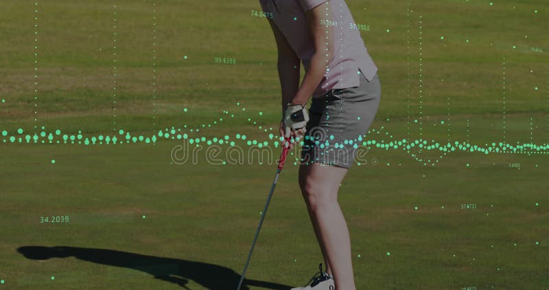 Animation of Multiple Graphs, Changing Numbers, Caucasian Female Golf ...