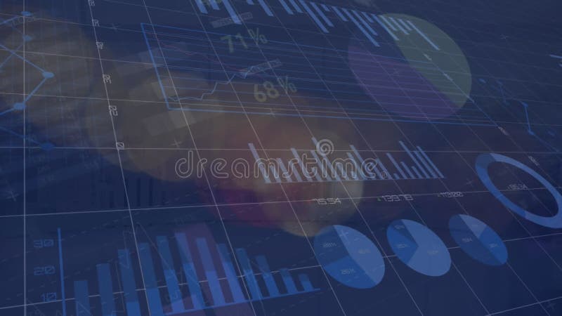 Animation of Multiple Graphs, Changing Numbers, Loading Circles Over Lens Flares Stock Footage ...