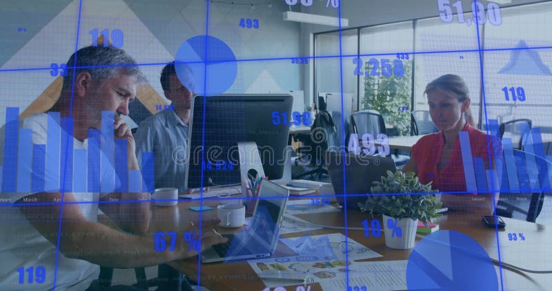 Animation of Multiple Graphs with Changing Numbers Over Diverse Coworkers Working in Office ...