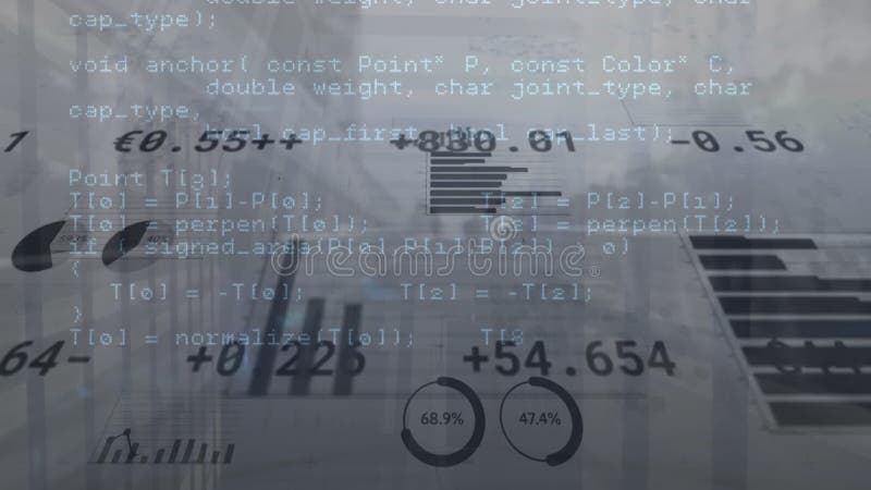 Animation Of Multiple Graphs With Currency Signs And Numbers Stock