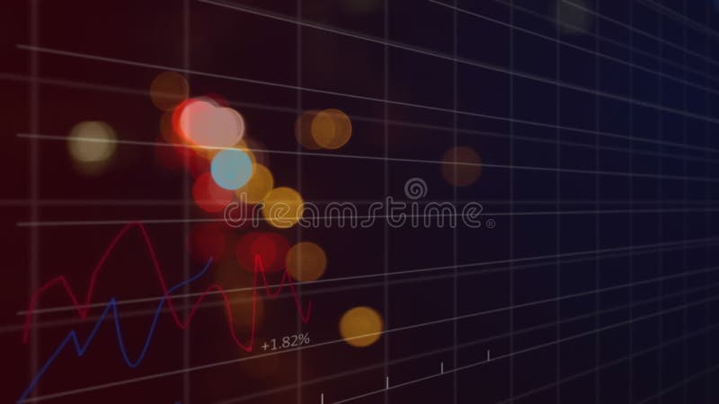 Animation of Multiple Graphs and Grid Pattern Moving Over Lens Flare ...