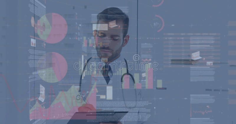 Animation of Multiple Graphs, Loading Circles Over Caucasian Doctor ...