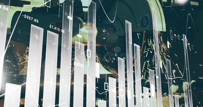 Animation of Multiple Graphs with Numbers Over Sparks Coming from ...