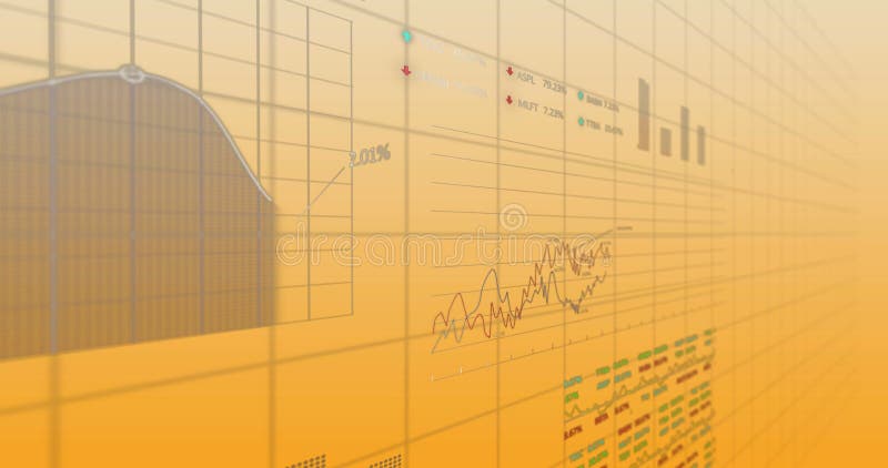 Animation of Multiple Graphs with Numbers and Trading Boards Against Gradient Background Stock ...