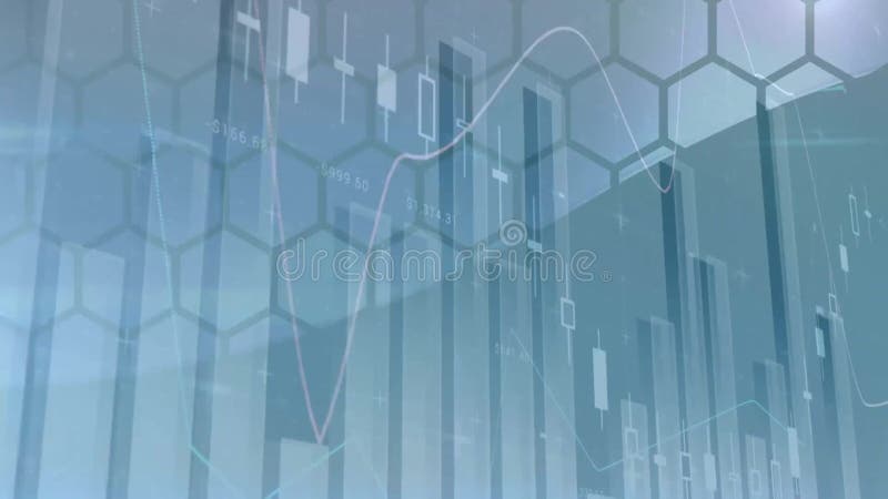 Animation of Multiple Graphs Over Clear Sky Seen through Hexagons Shape ...