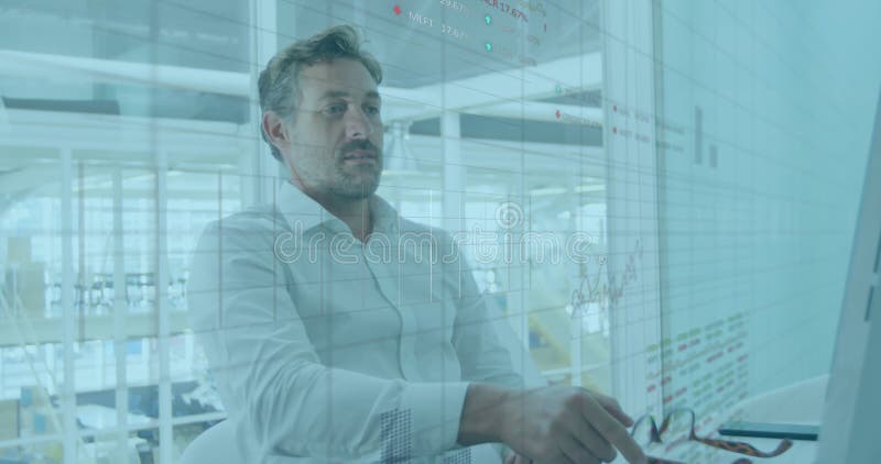 Animation of Multiple Graphs, Trading Board, Happy Caucasian Man ...