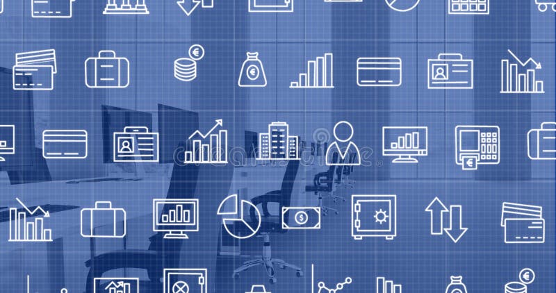 Animation of Multiple Icons Over Unoccupied Chairs and Computers on ...