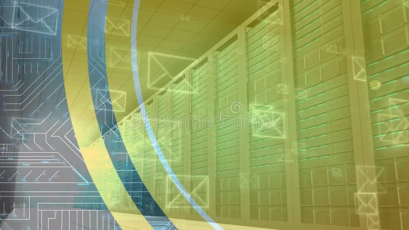 Animation of Multiple Message Icons and Microprocessor Connections Over ...