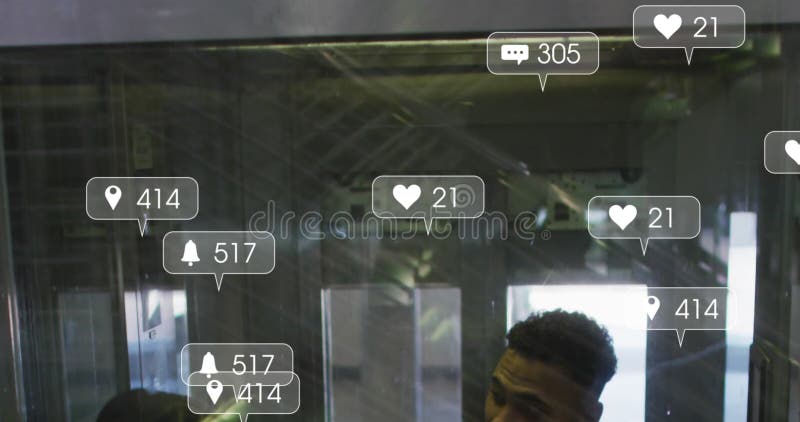Animation of Multiple Notification Bars Over Diverse Coworkers ...