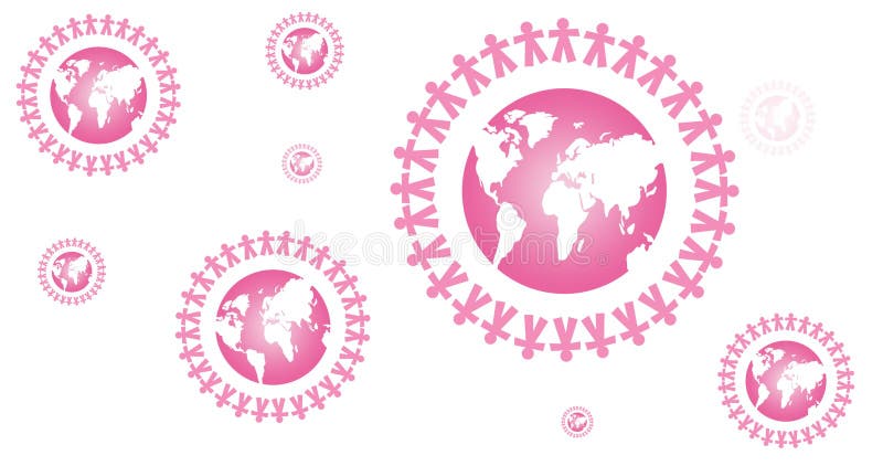 Animation of Multiple Pink Globe Logo Appearing on White Background ...