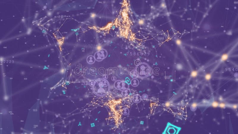 Animation of Multiple Profile Icons Floating Over Network of ...