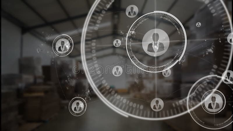 Animation of Multiple Profile Icons Over Round Scanner Against ... Animation of Multiple Profile Icons Over Round Scanner Against ...