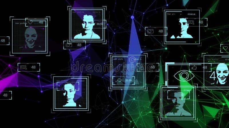 Multiple Profile Icons Floating Against Network of Message Icons on ...