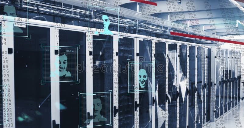 Animation of Multiple Profile Icons and Plexus Networks Against Computer Server Room Stock Video ...