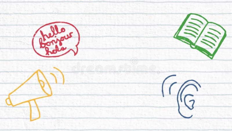 Animation of Multiple School Concept Icons Against Copy Space on White ...