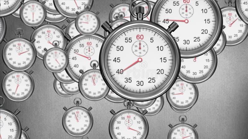 Animation of Multiple Stop Clocks Falling and Moving Fast on Grey ...