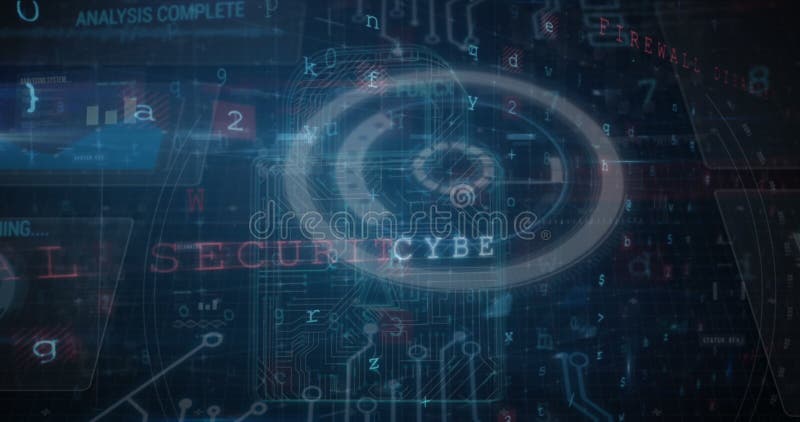 Animation of Multiple Texts, Circuit Board Pattern in Padlock Over ... Animation of Multiple Texts, Circuit Board Pattern in Padlock Over ...