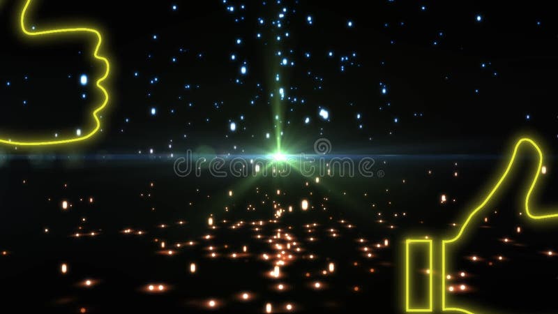 Animation of Neon Like Icon and Stars Falling Over Black Background ...