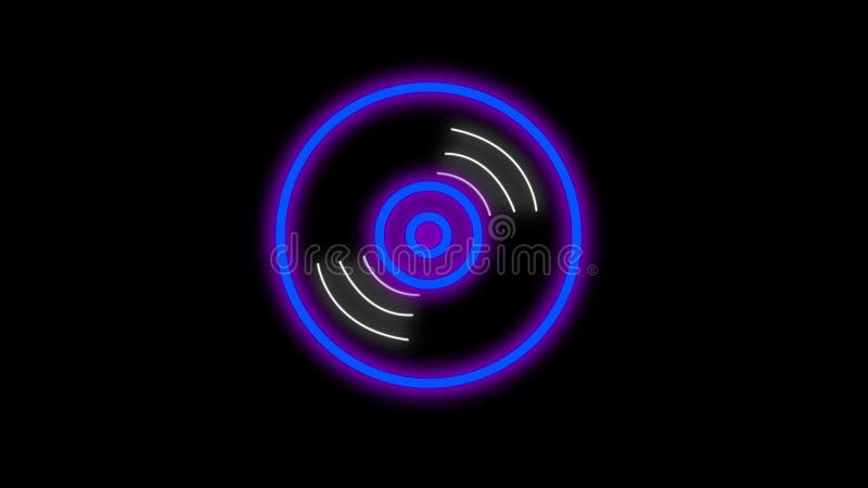 An Animation of a Neon Multi-colored Disc Playing a Melody with Notes ...