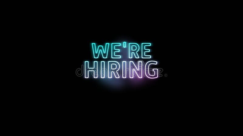 Animation of Neon we Re Hiring Text Over Pie Chart Data Processing ...