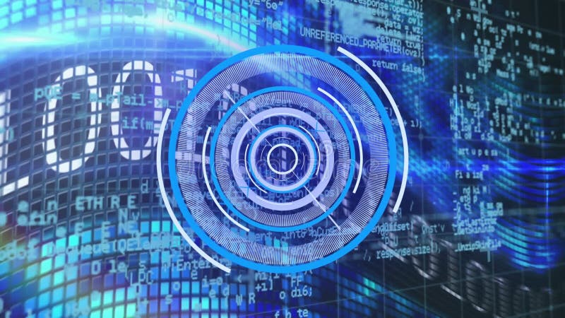 Animation of Neon Round Scanner Against Data Processing Over Buildings ... Animation of Neon Round Scanner Against Data Processing Over Buildings ...