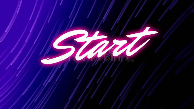Animation of Neon Start Text Banner Against Light Trails Moving Against ...