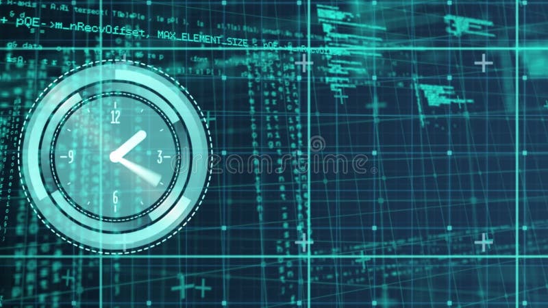 Animation of Neon Ticking Clock and Data Processing Over Grid Network ... Animation of Neon Ticking Clock and Data Processing Over Grid Network ...