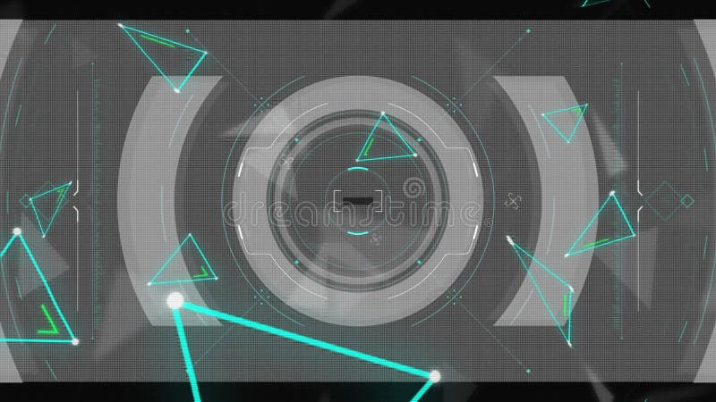 Animation of Neon Triangles Over Scope Scanning on Black Background Stock Video - Video of ...